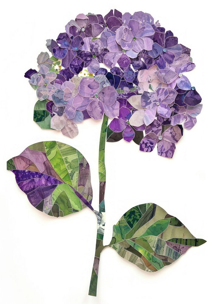 Hydrangea collage paper cut purple | Free Photo Illustration - rawpixel