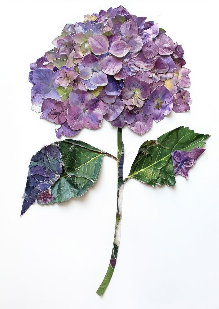 Hydrangea collage paper cut purple | Free Photo Illustration - rawpixel