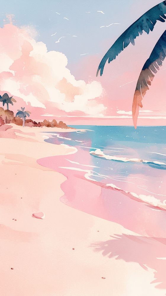 Summer beach wallpaper illustration pastel | Free Photo Illustration ...