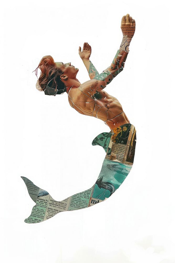 Merman swim collage cutouts art | Free Photo Illustration - rawpixel