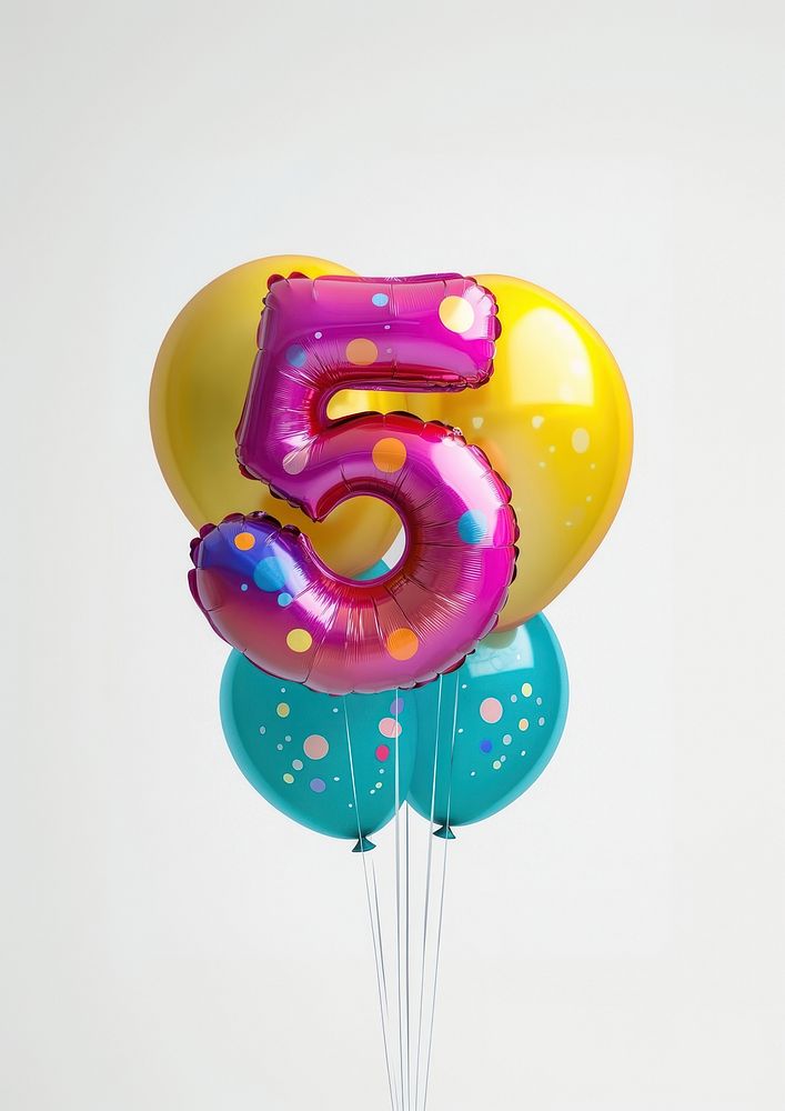 Birthday balloon number 5 balloons | Free Photo - rawpixel