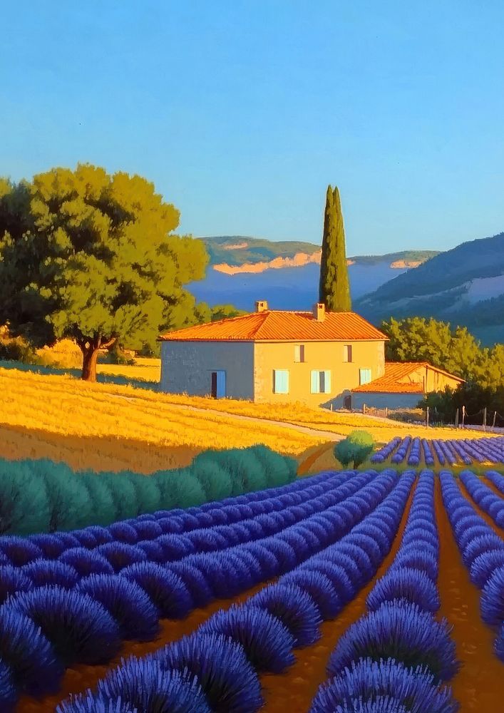 Provence france countryside house landscape. | Free Photo Illustration ...
