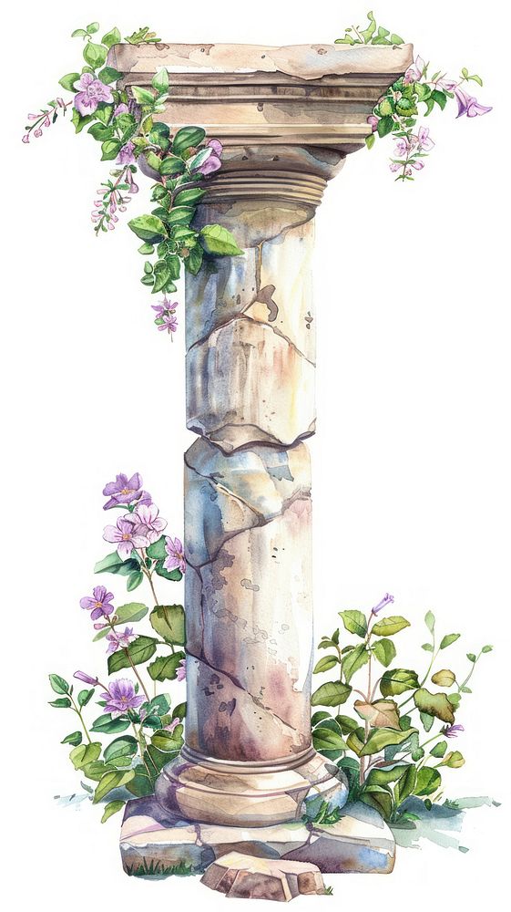 Roman pole architecture illustration flowers. | Free Photo Illustration ...
