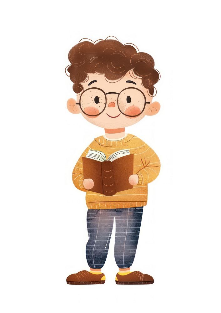 Boy Bookworm illustration character reading. | Free Photo Illustration ...