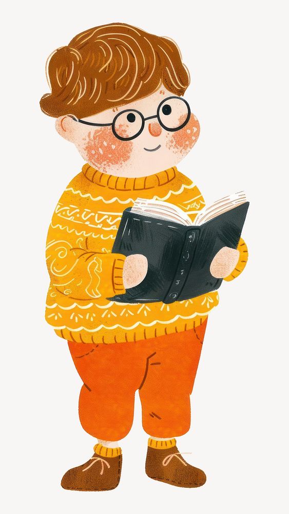 Boy Bookworm illustration character freckles | Free Vector - rawpixel