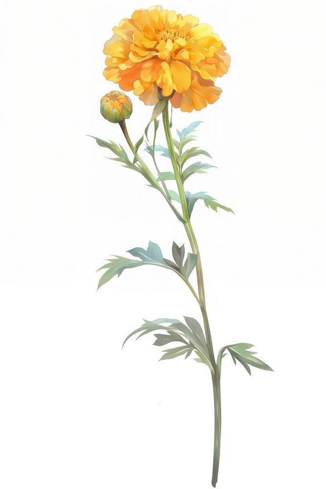 Marigold illustration marigold flower. | Free Photo Illustration - rawpixel