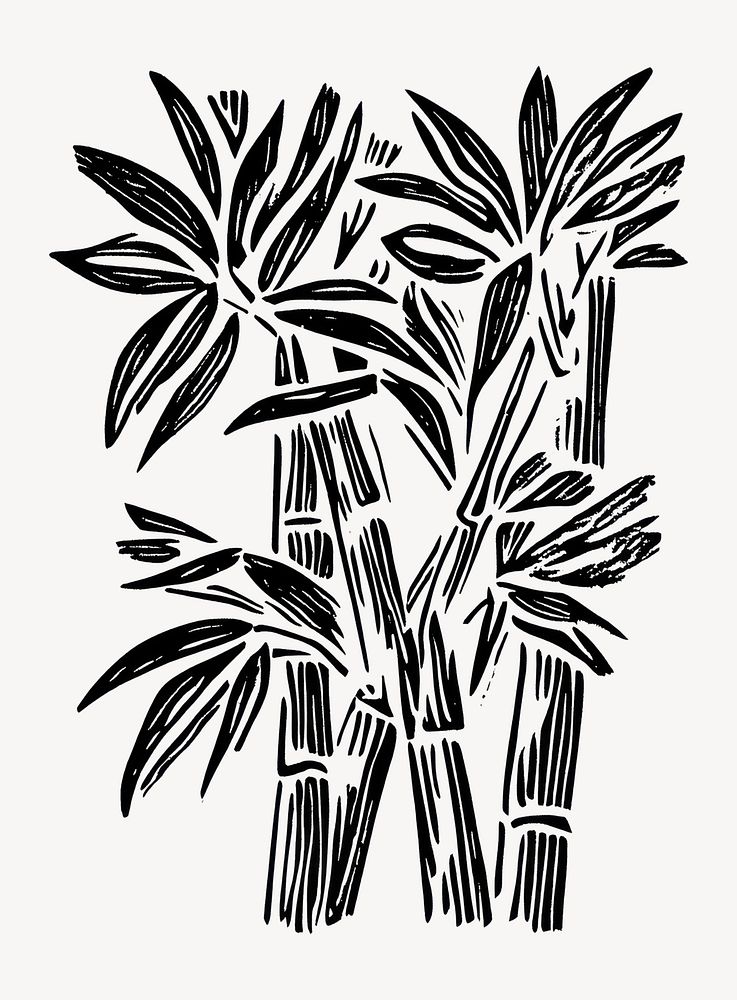Bamboo tree drawing art white | Free Vector - rawpixel