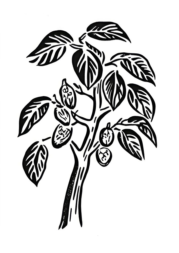 Cacao tree drawing art leaves. | Free Photo Illustration - rawpixel