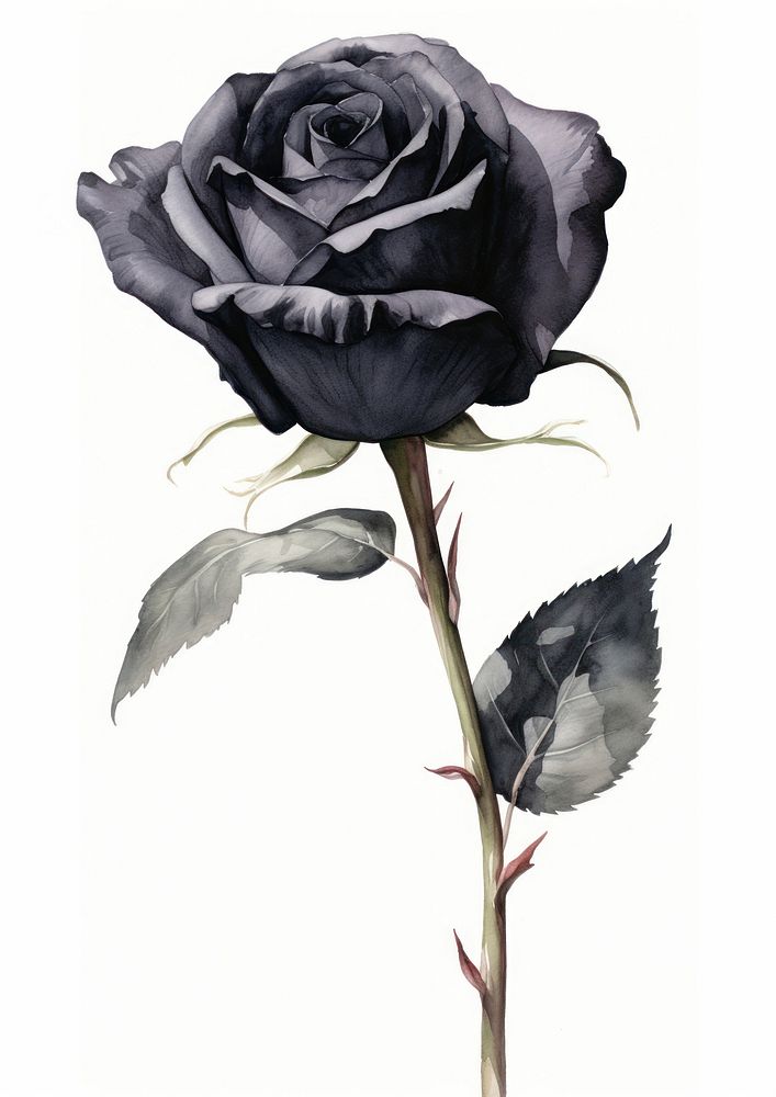 Black rose illustration watercolor botanical. | Free Photo Illustration ...