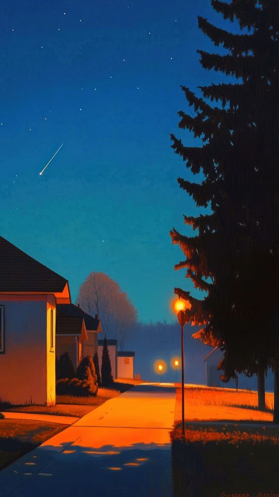 Minimal hometown night landscape neighborhood | Free Vector - rawpixel