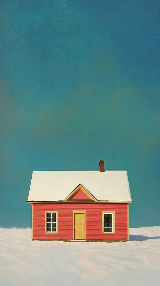 Red house winter snow and | Free Photo Illustration - rawpixel