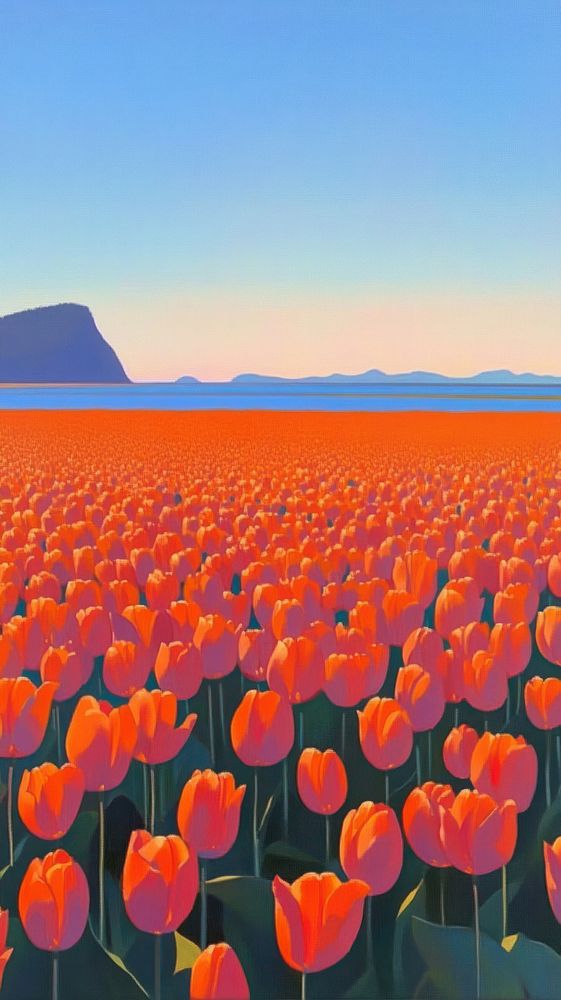 Tulip field landscape wallpaper scenery | Free Vector - rawpixel