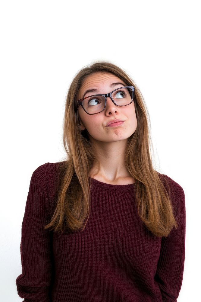 Woman thoughtfully face expression glasses | Free Photo - rawpixel