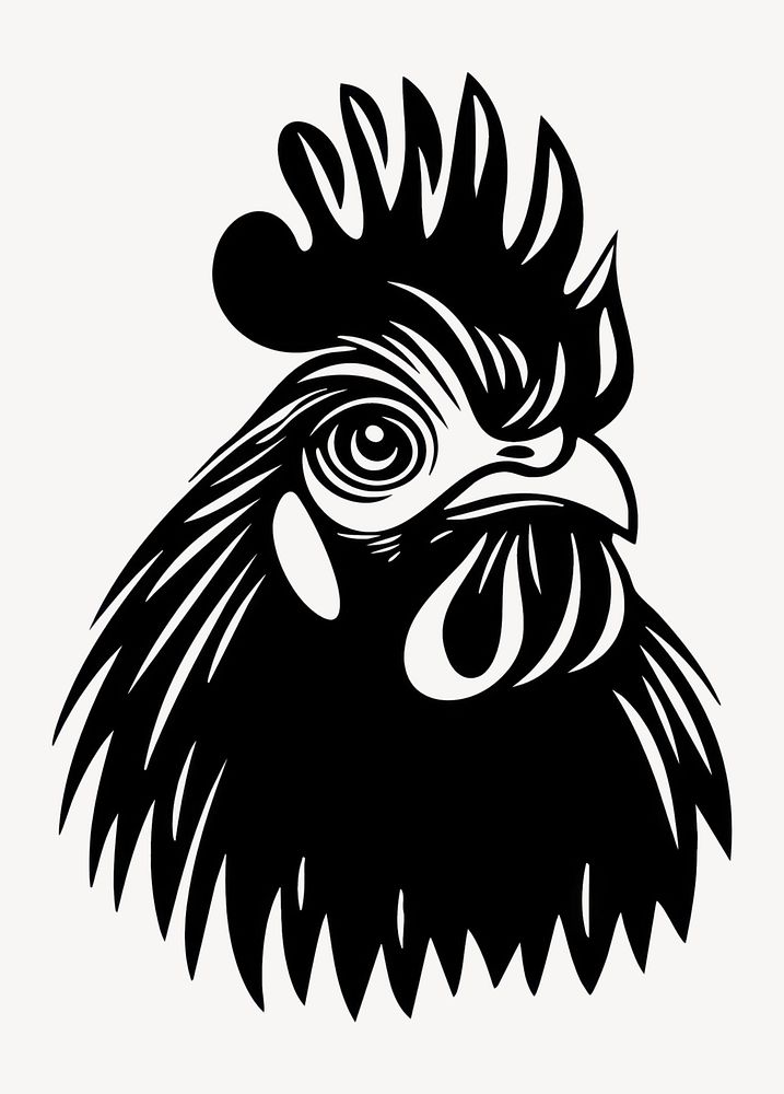 Rooster face linear illustration chicken | Free Vector - rawpixel