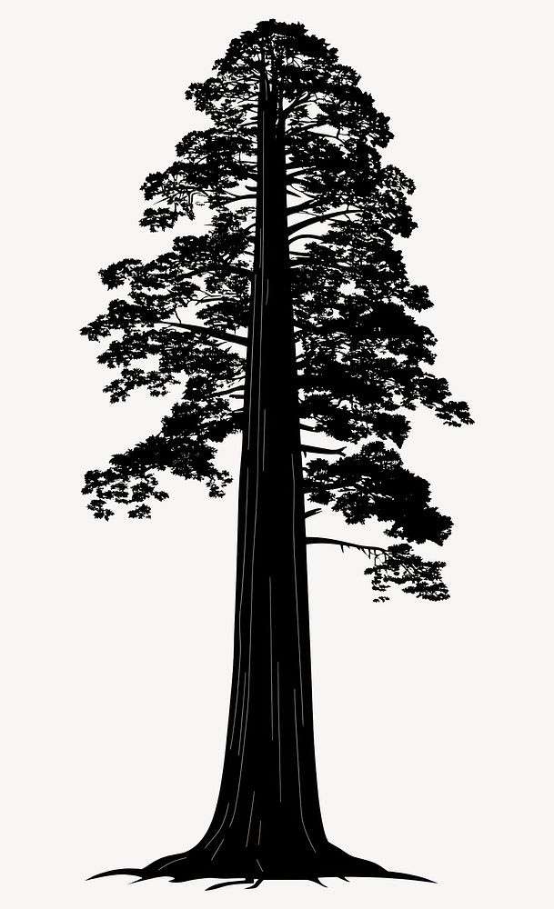 Tall redwood tree silhouette illustration | Free Vector Illustration ...