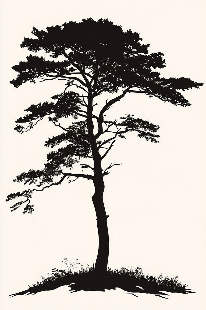 Cedar tree silhouette illustration simple. | Free Photo Illustration ...