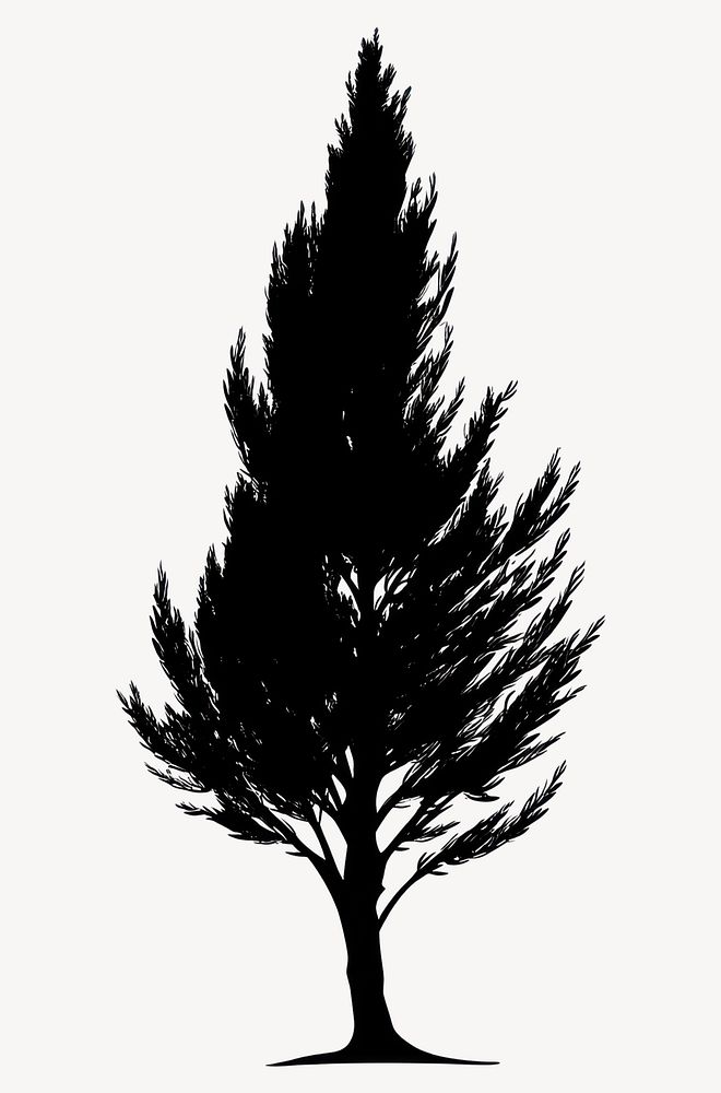 Cypress tree silhouette illustration black | Free Vector Illustration ...