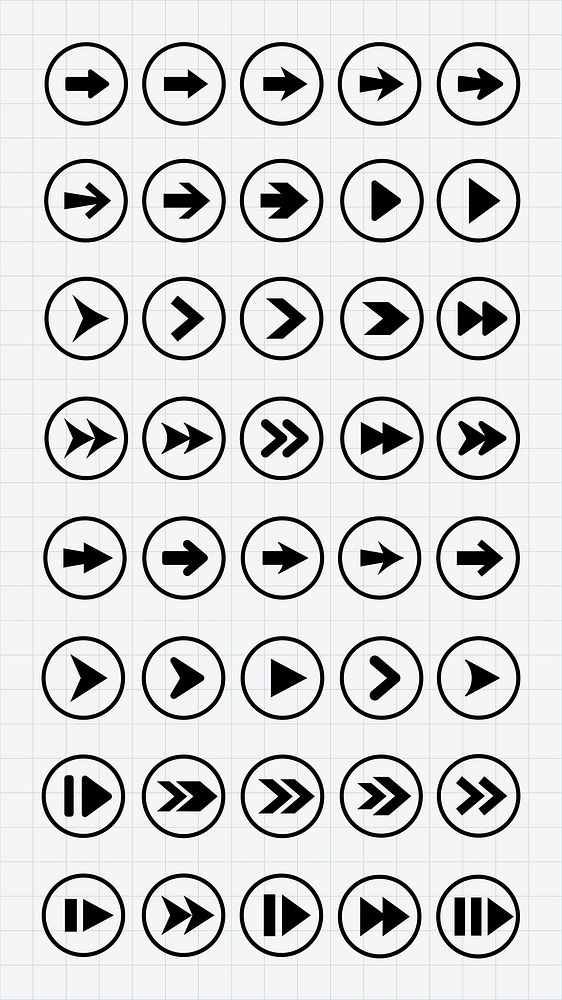 Set black arrow icons circles | Premium Vector - rawpixel