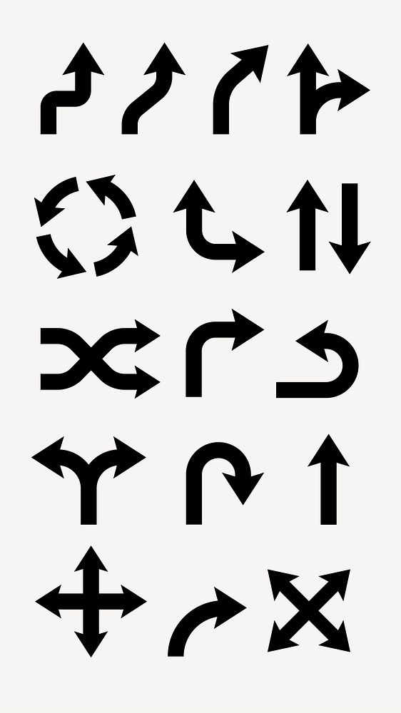 Collection various black directional arrows | Premium Vector - rawpixel