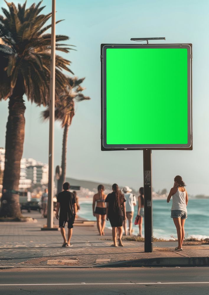 Beachfront billboard with green screen. | Free Photo - rawpixel