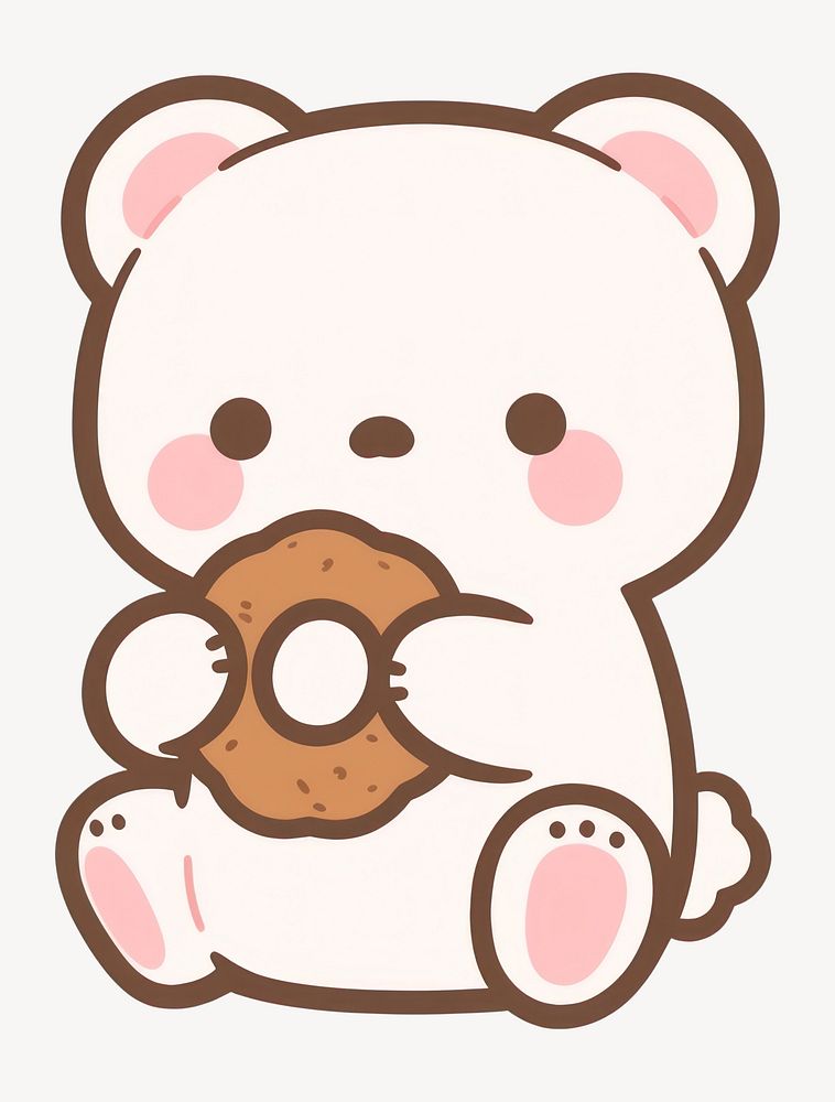 Cute bear eating cookie kawaii | Free Vector - rawpixel