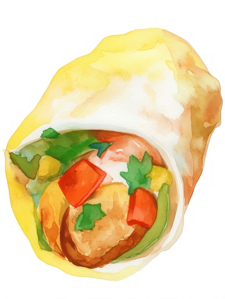 Burrito illustration watercolor food. | Free Photo Illustration - rawpixel