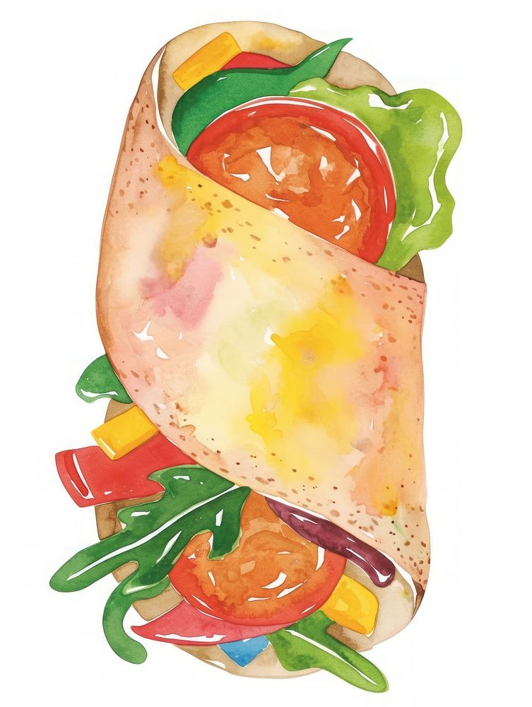 Burrito illustration watercolor food. | Free Photo Illustration - rawpixel