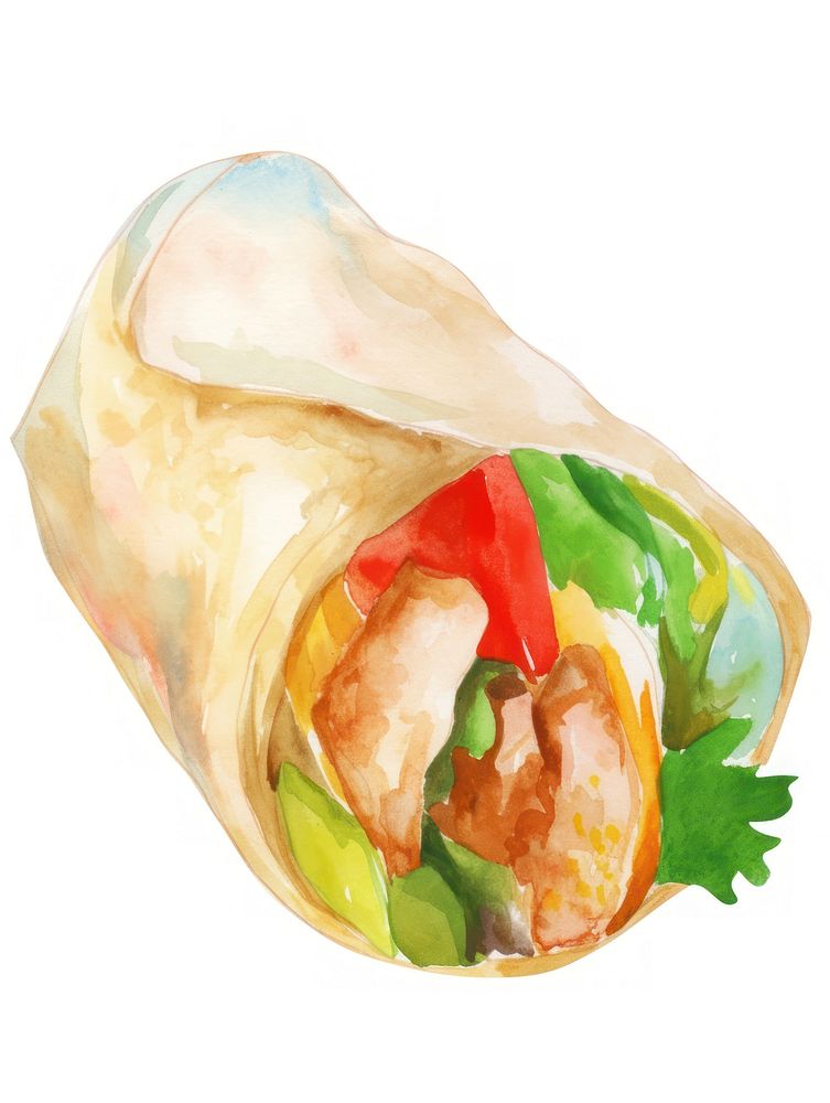 Burrito illustration watercolor food | Free Photo Illustration - rawpixel
