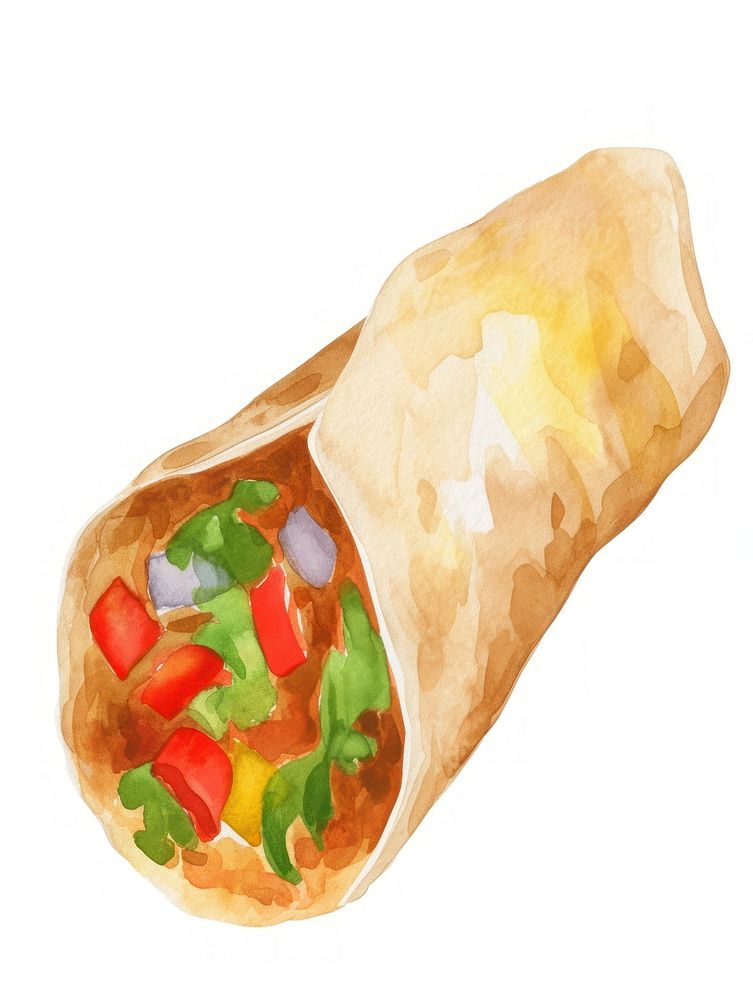 Burrito illustration watercolor food. | Free Photo Illustration - rawpixel