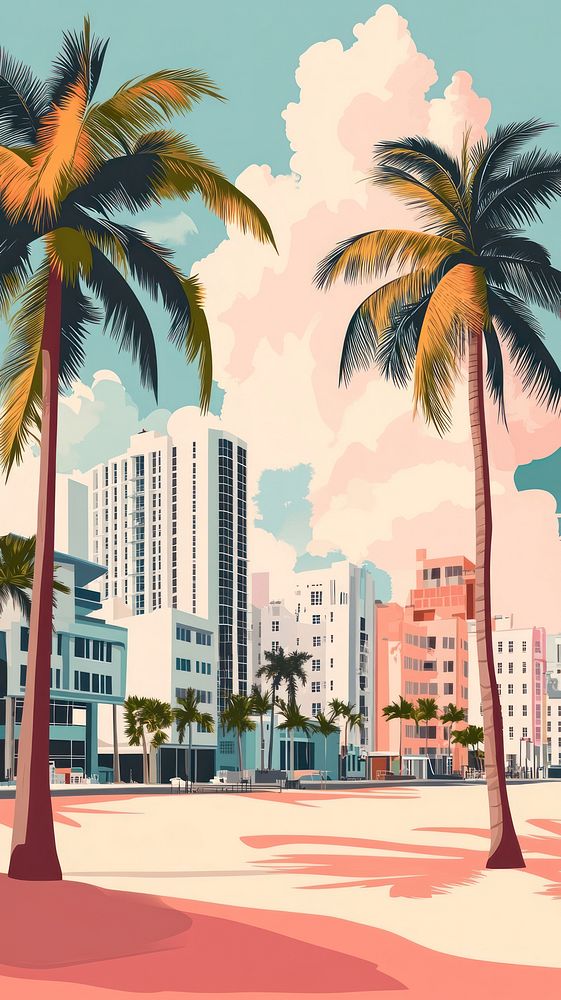 Beach architecture illustration cityscape. | Free Photo Illustration ...