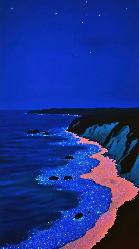 Mesmerizing aerial view shoreline bioluminescent | Free Photo ...