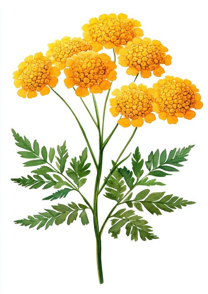 yellow yarrow flowers green leaves | Free Photo Illustration - rawpixel