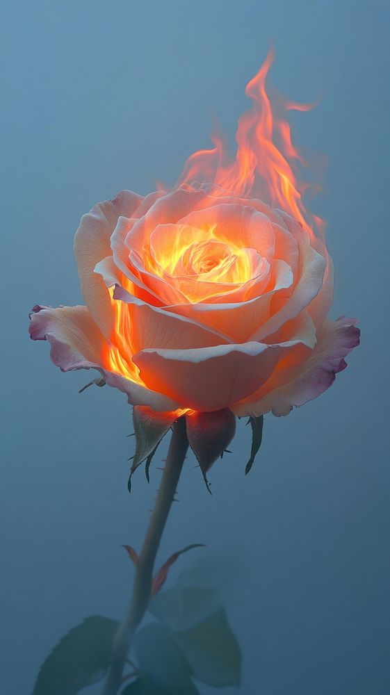 Rose fiery petals flower flame | Free Photo - rawpixel