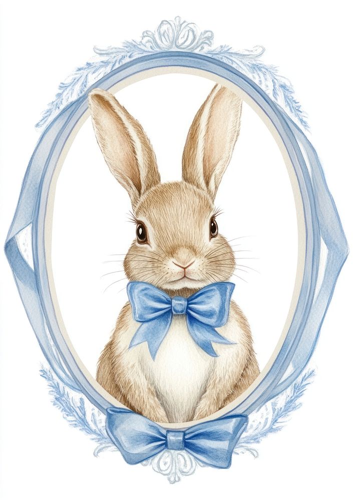 Bunny animal rabbit ribbon. | Free Photo Illustration - rawpixel