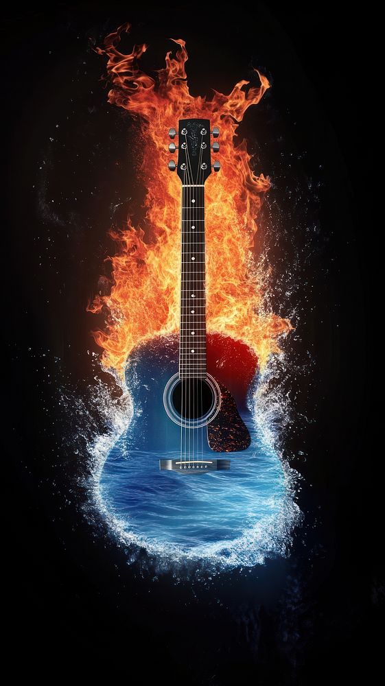 A guitar fire instrument flame. | Free Photo Illustration - rawpixel