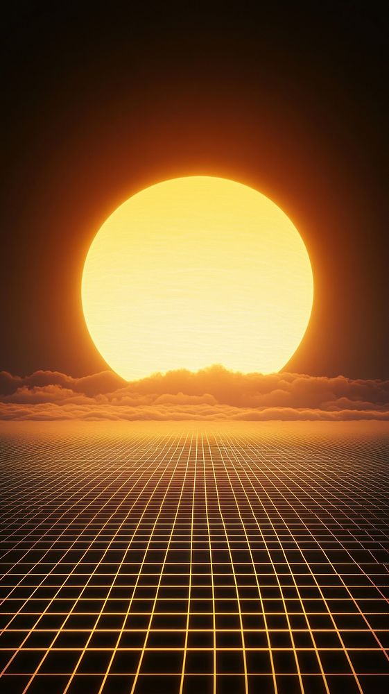 Synthwave sun horizon grid illustration | Free Photo Illustration ...