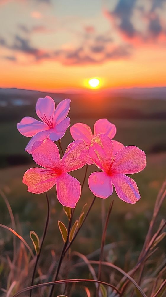 Pink flower sunset flowers beautiful | Free Photo - rawpixel