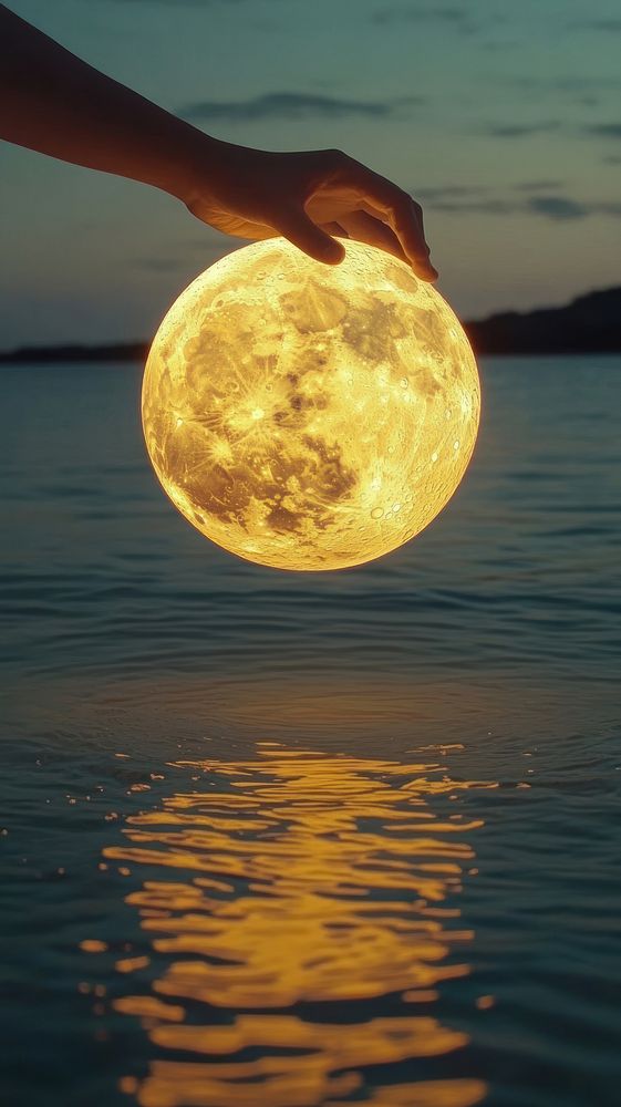 Moon water ripples night glowing | Free Photo - rawpixel