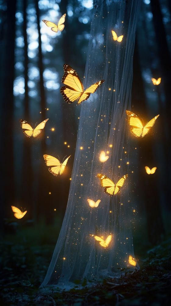 Glowing butterflies flying butterfly ethereal | Free Photo - rawpixel