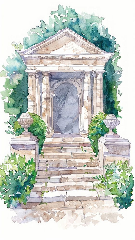 Roman architecture art illustration watercolor. | Free Photo ...