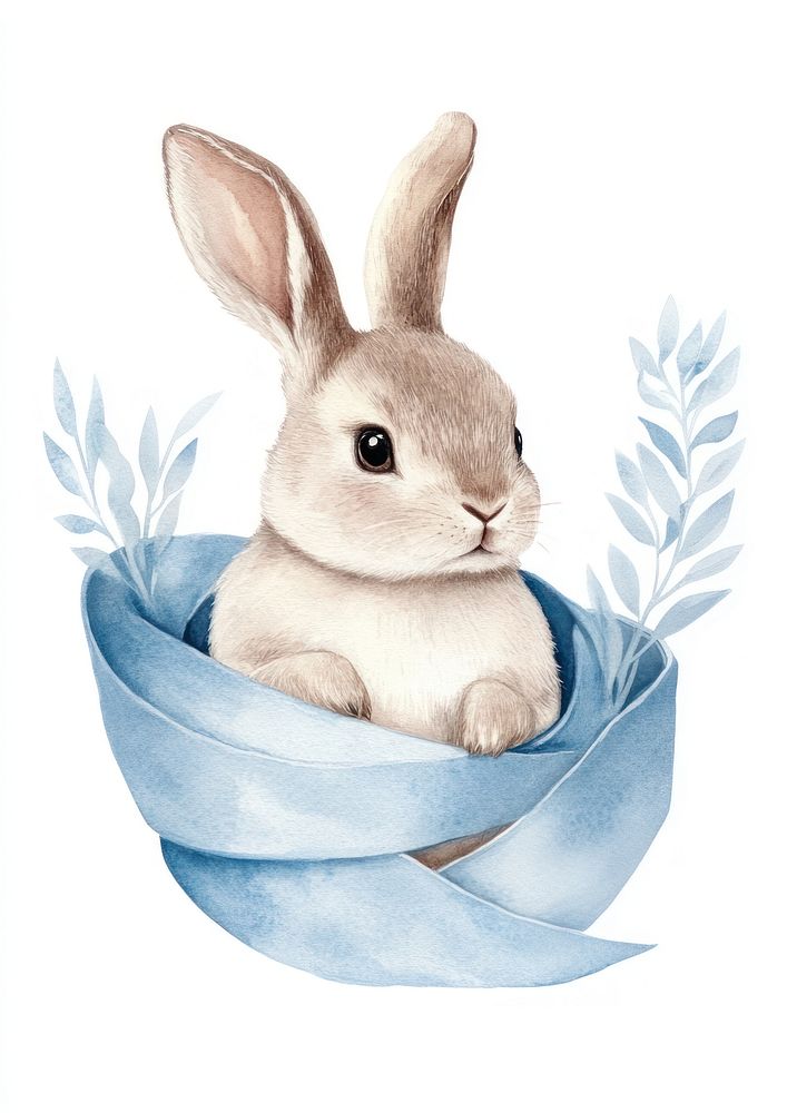 Ribbon framing rabbit art illustration. | Free Photo Illustration ...