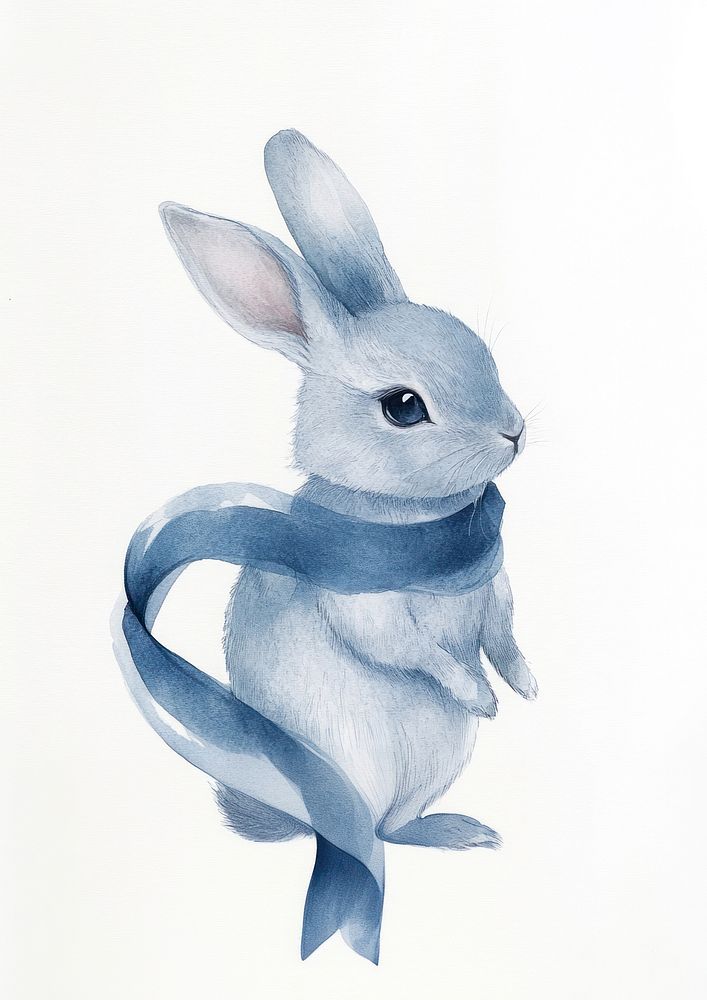 Ribbon framing rabbit art illustration. | Free Photo Illustration ...