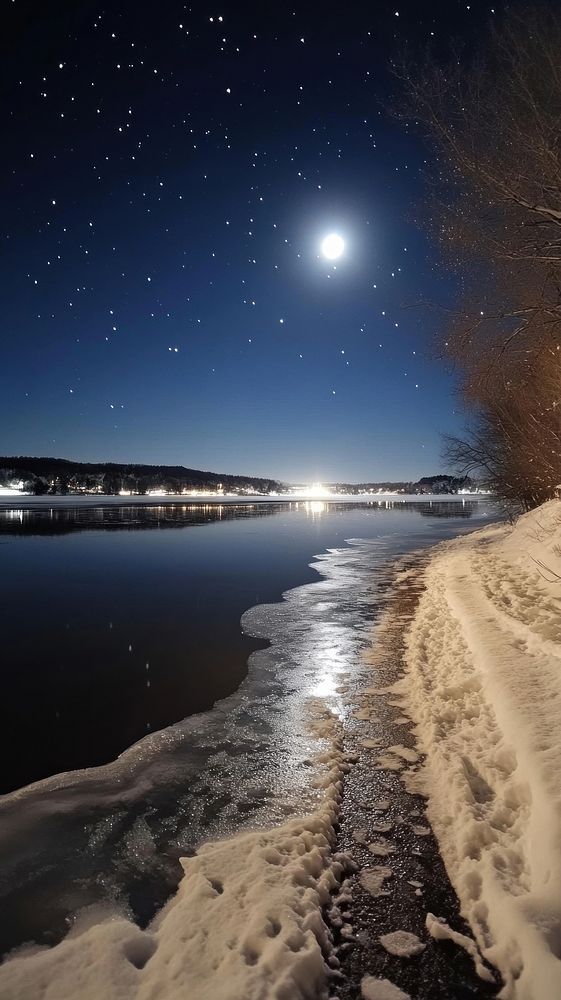 Sky is full moon reflection | Free Photo - rawpixel