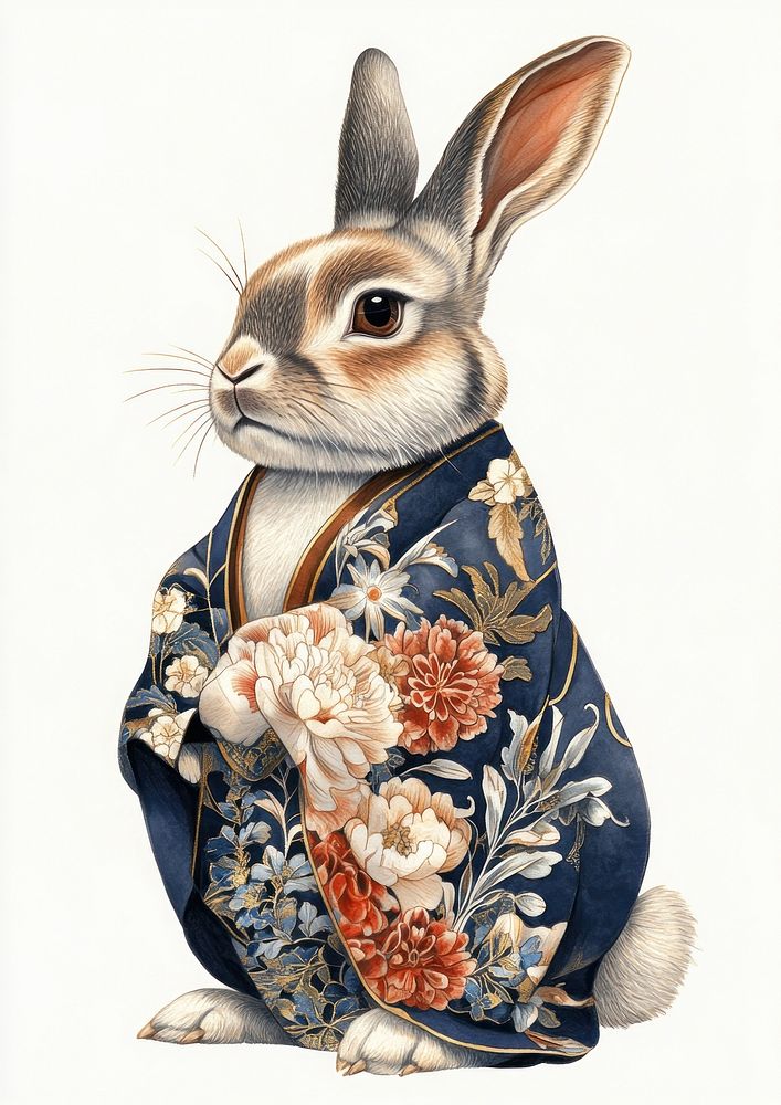elegant rabbit illustration traditional patterns. | Free Photo ...