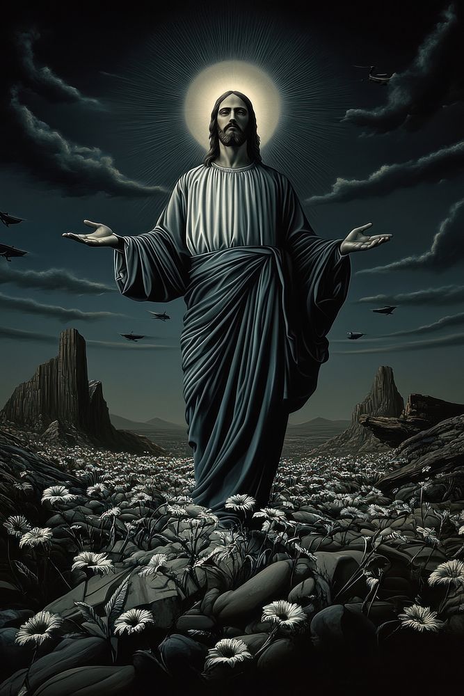 Jesus night transportation sculpture. | Free Photo Illustration - rawpixel