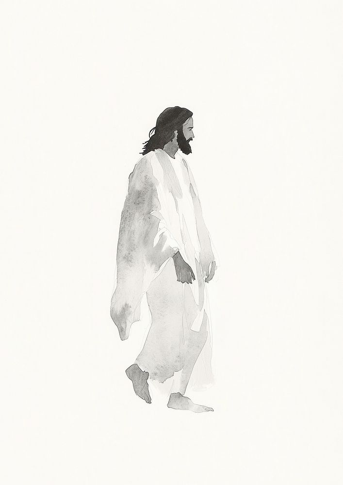 Jesus white robe minimalist watercolor | Free Photo Illustration - rawpixel