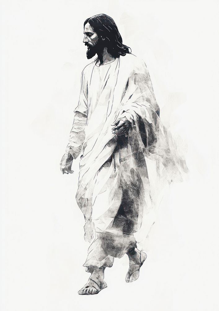 Jesus white robe sketch drawing | Free Photo Illustration - rawpixel