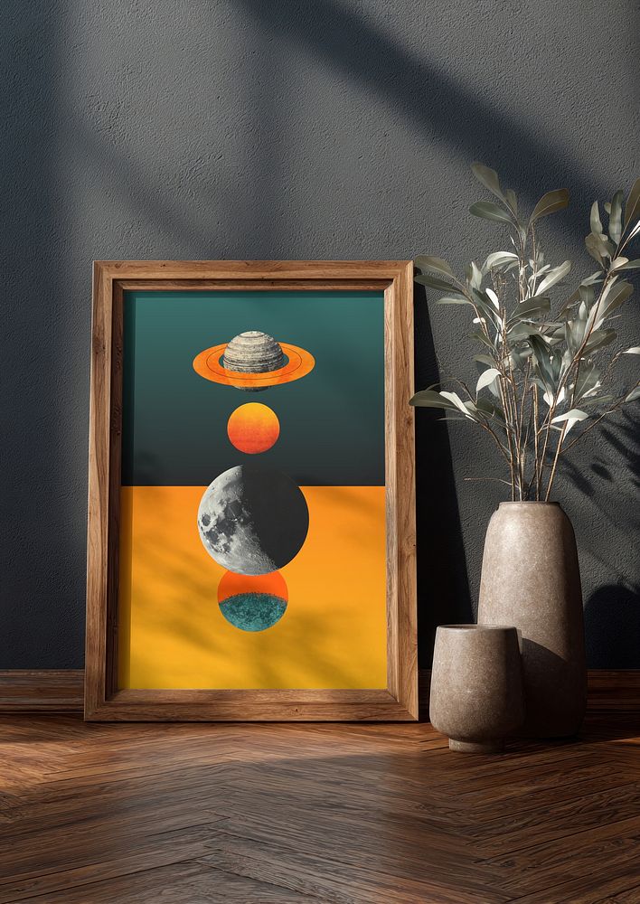 Abstract planetary art print mockup | Free PSD Mockup - rawpixel