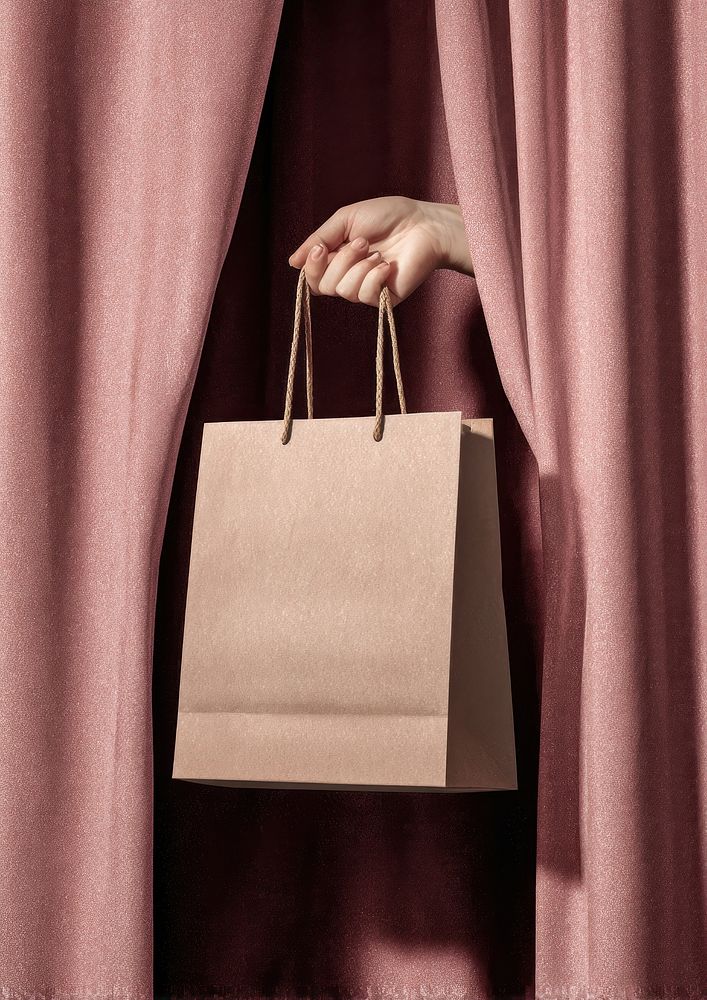 Paper Bag On Hand Mockup Curtain Images | Free Photos, PNG Stickers ...