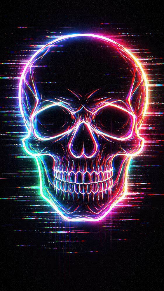 Aesthetics Glitch Neon Wallpaper Design Skull Images | Free Photos, PNG ...